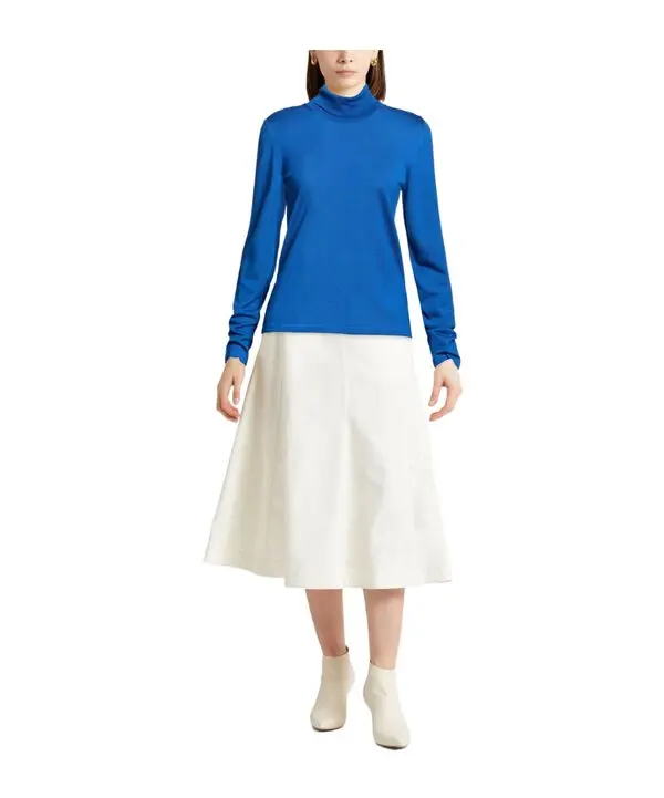 Max Mara Solidcolor Wool Turtleneck Sweater - Blue