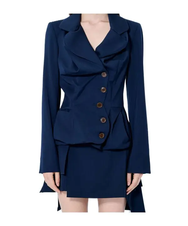 VIVIENNE WESTWOOD Asymmetric Long-sleeve Blazer - Navy Blue