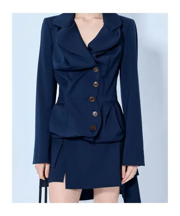 VIVIENNE WESTWOOD Asymmetric Long-sleeve Blazer - Navy Blue