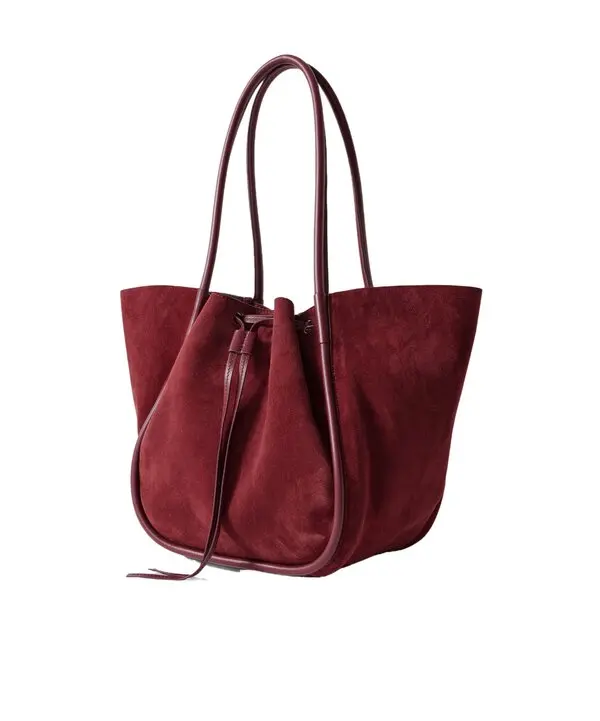 Proenza Schouler Large Leather-trimmed Ruched Suede Tote