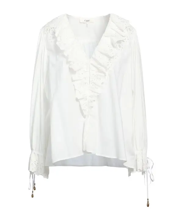 Chloé Vneck Ruched Longsleeve Shirt