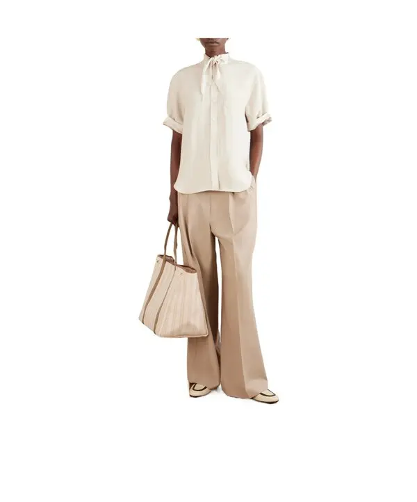 Rue De Verneuil Large Webbing And Leather-trimmed Striped Canvas Tote