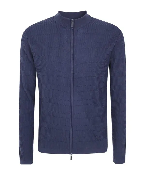 Emporio Armani Fancy-knit Zip-up Sweater