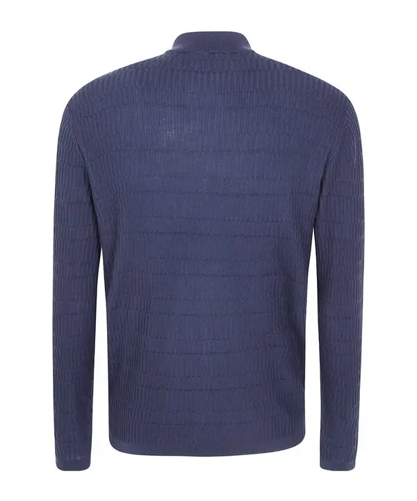 Emporio Armani Fancy-knit Zip-up Sweater