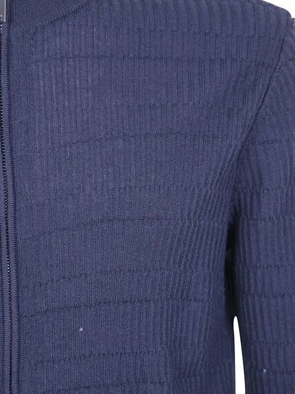 Emporio Armani Fancy-knit Zip-up Sweater