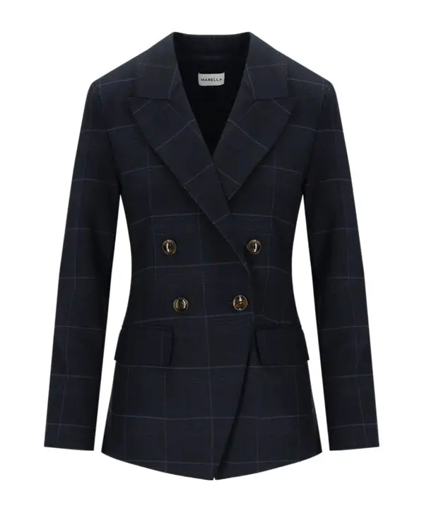 Marella Checked Double Breasted Blazer