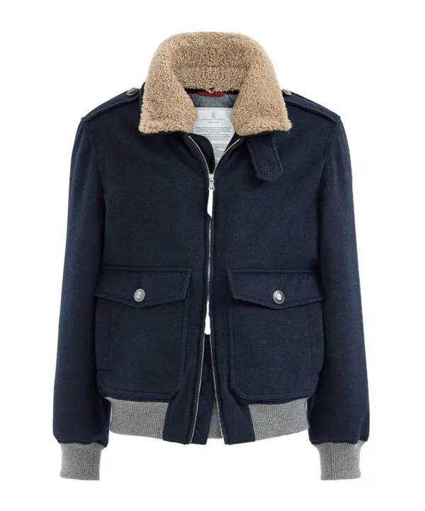 Brunello Cucinelli Shearling-collar Bomber Jacket