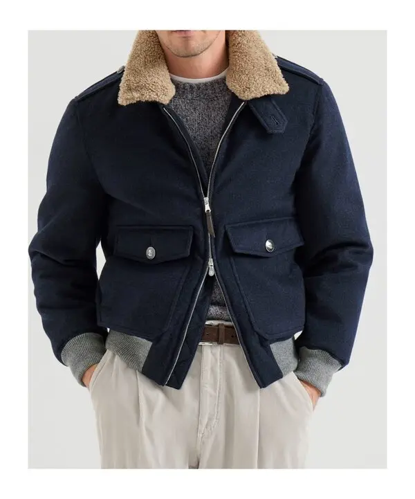 Brunello Cucinelli Shearling-collar Bomber Jacket