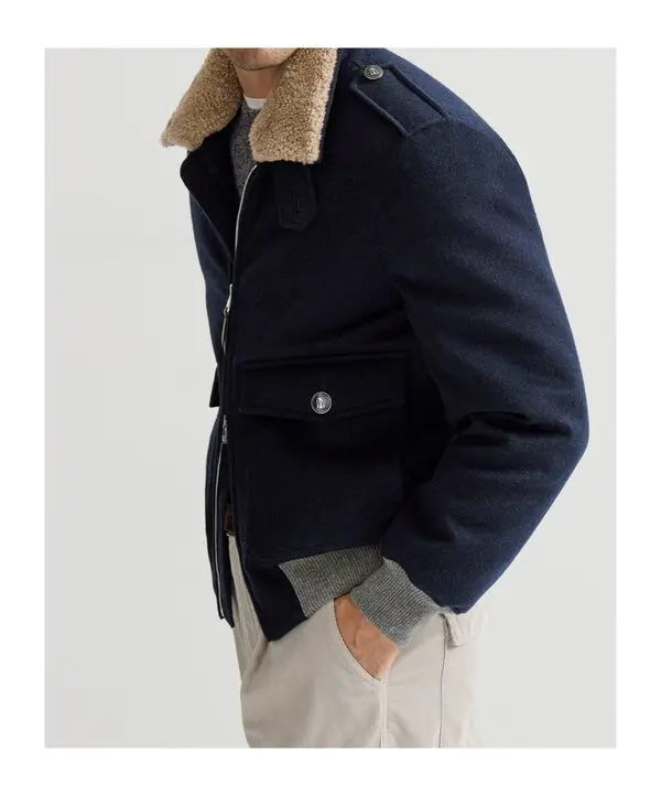 Brunello Cucinelli Shearling-collar Bomber Jacket