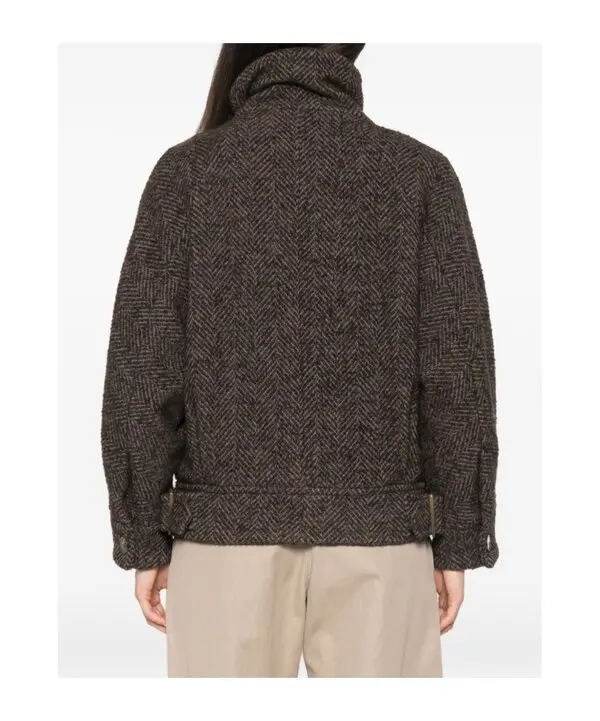 Marella Herringbone Zip-up Casual Jacket