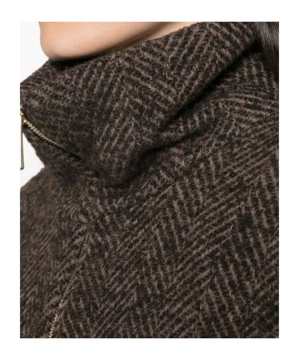Marella Herringbone Zip-up Casual Jacket