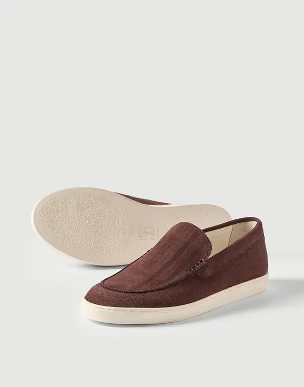 Brunello Cucinelli Chevron-effect Suede Loafer Sneakers