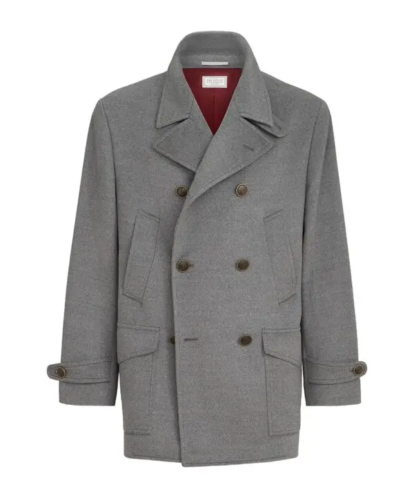 Brunello Cucinelli Virgin Wool Cloth Four-pocket Pea Coat - Grey