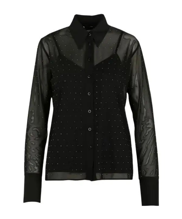 Liu Jo Straight-cut Shirt With Clear Rhinestones