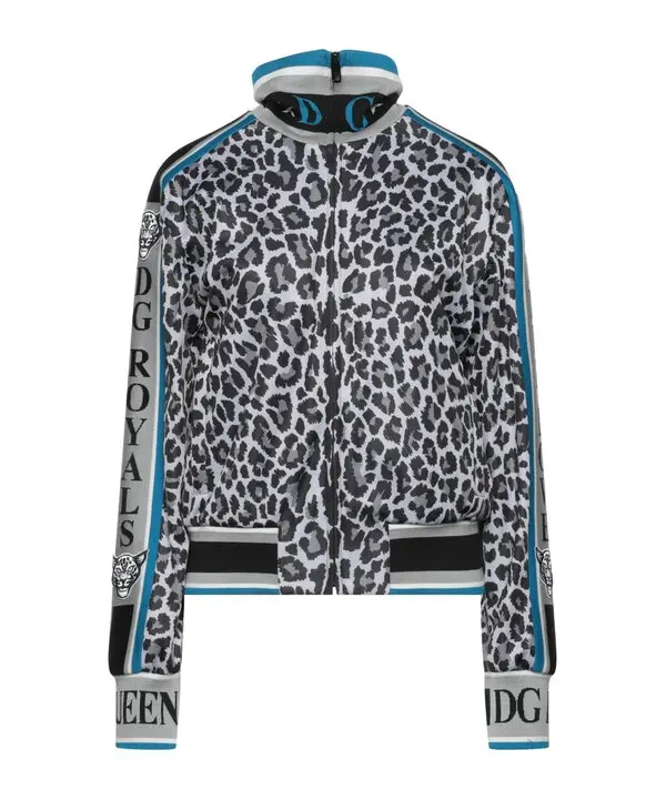 Dolce & Gabbana Leopardprint Fleecelined Turtleneck Coat - Grey
