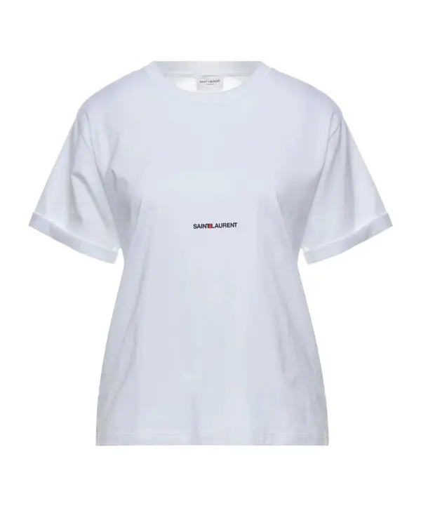 Saint Laurent Solid Basic T-shirts - White