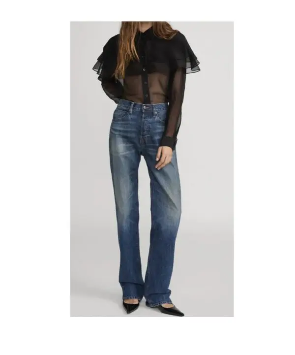 FRAME Faded Straight-leg Jeans