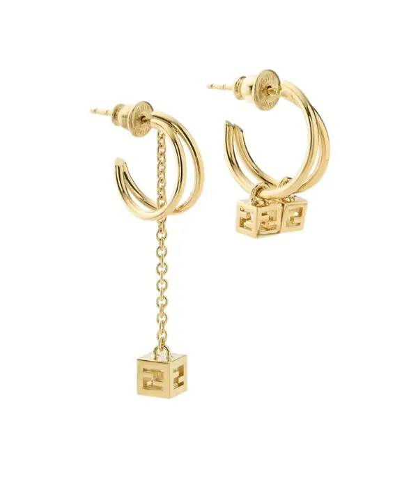 Fendi Ff Logo Hoop Earrings - Gold