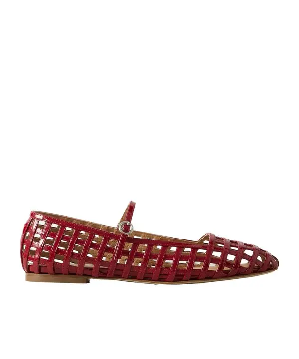 AeydĒ Caged Cut-out Patent-leather Mary Jane Ballet Flats