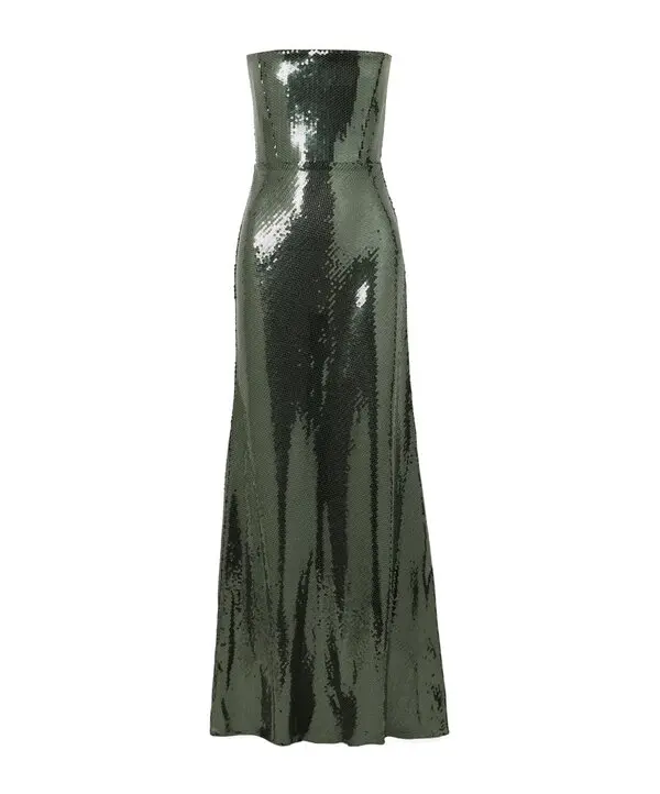 Alex Perry Strapless Sequined Mesh Gown