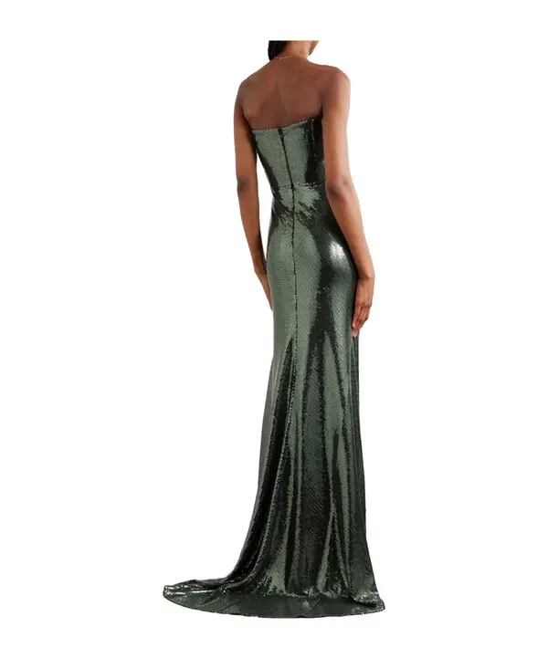 Alex Perry Strapless Sequined Mesh Gown