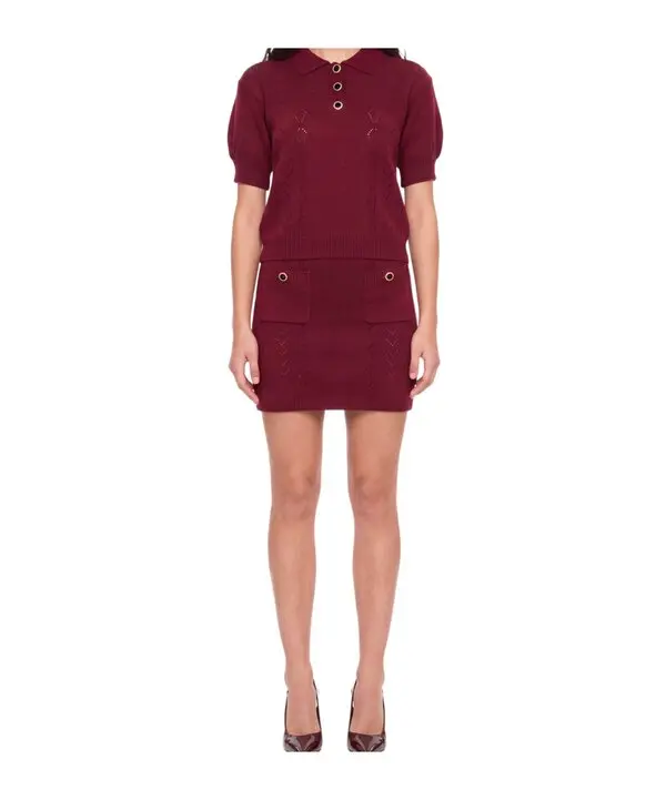 Alessandra Rich Lace-knit Polo Top