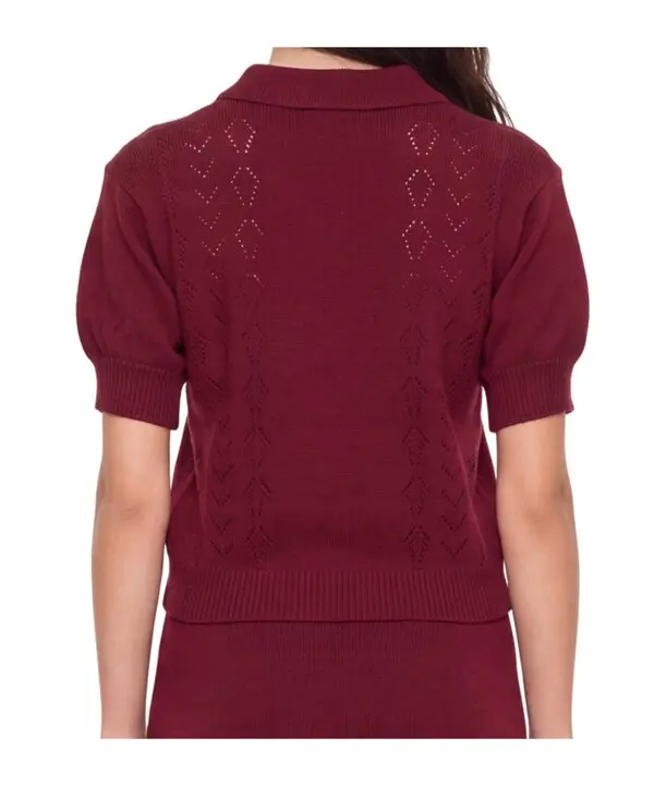 Alessandra Rich Lace-knit Polo Top