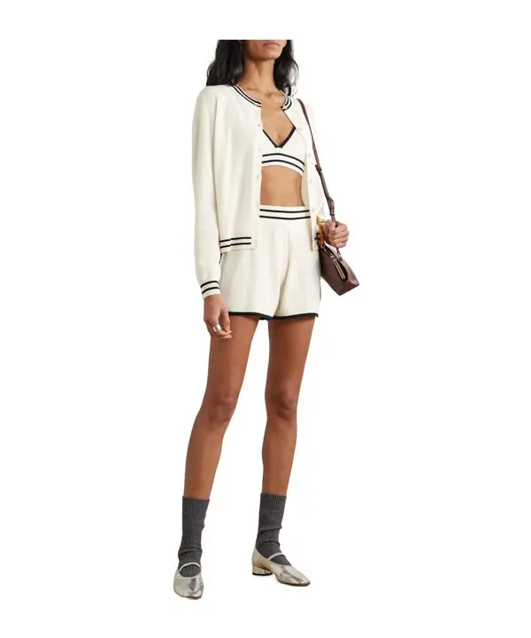 ALLUDE Striped Cashmere Shorts