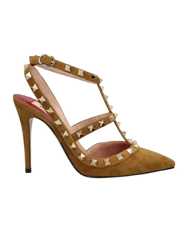 Valentino Garavani Rockstud Strappy Heeled Pumps - Brown