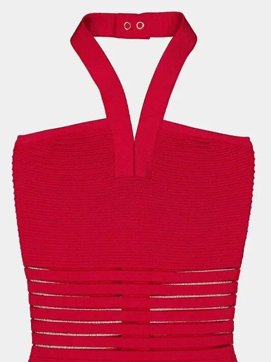 Balmain Halterneck Openwork-panel Maxi Dress