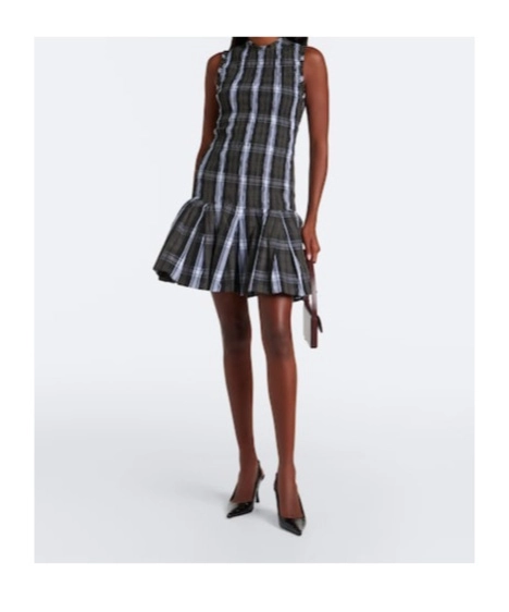 PATOU Checked Shirred Minidress