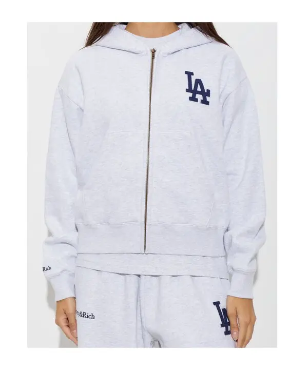 SPORTY  RICH Sporty & Rich La Dodgers Long-sleeve Hooded Sweatshirt
