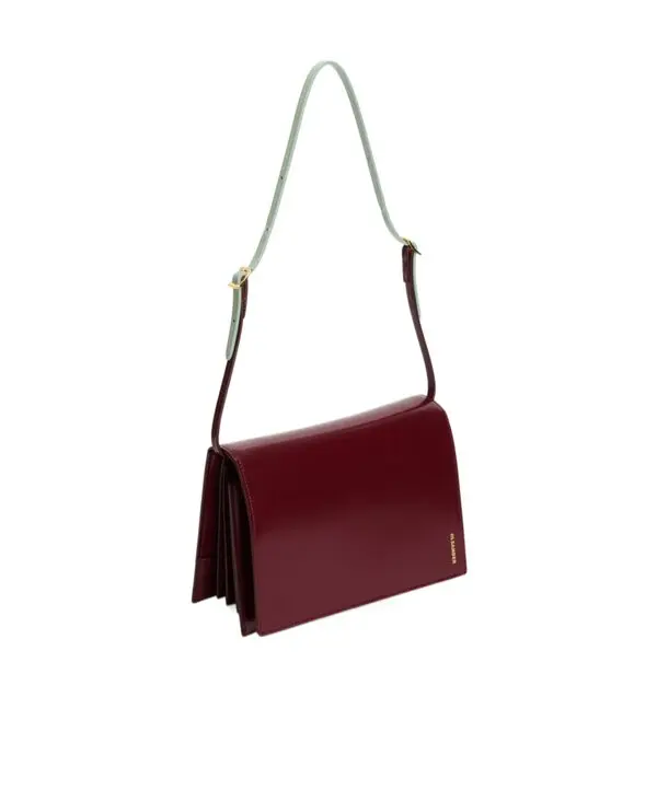 JIL SANDER File Small Leather Shoulder Bag - Cherry