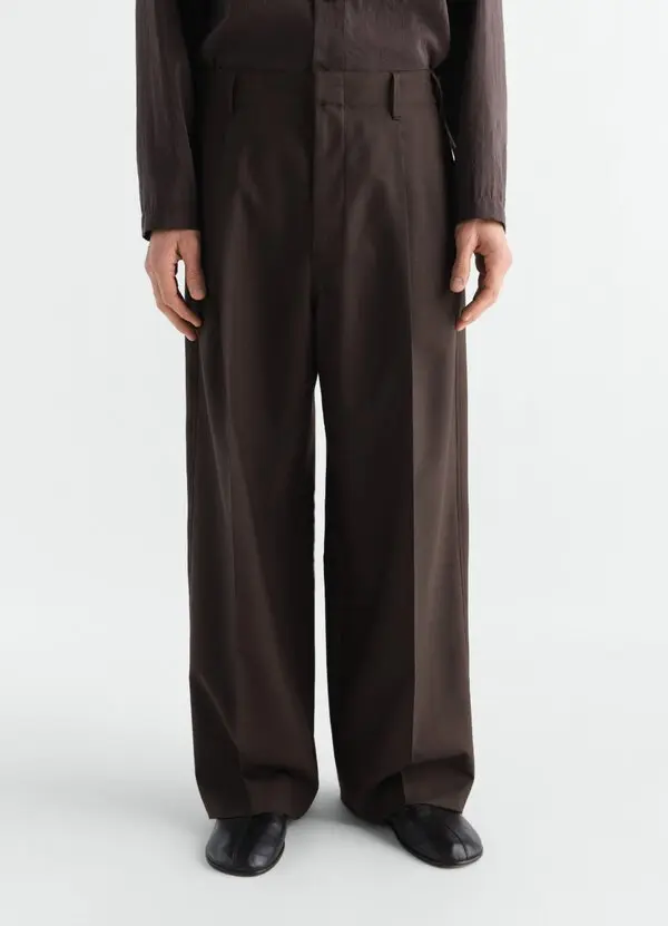 LEMAIRE Single-pleat Tailored Pants In Tropical Wool Blend