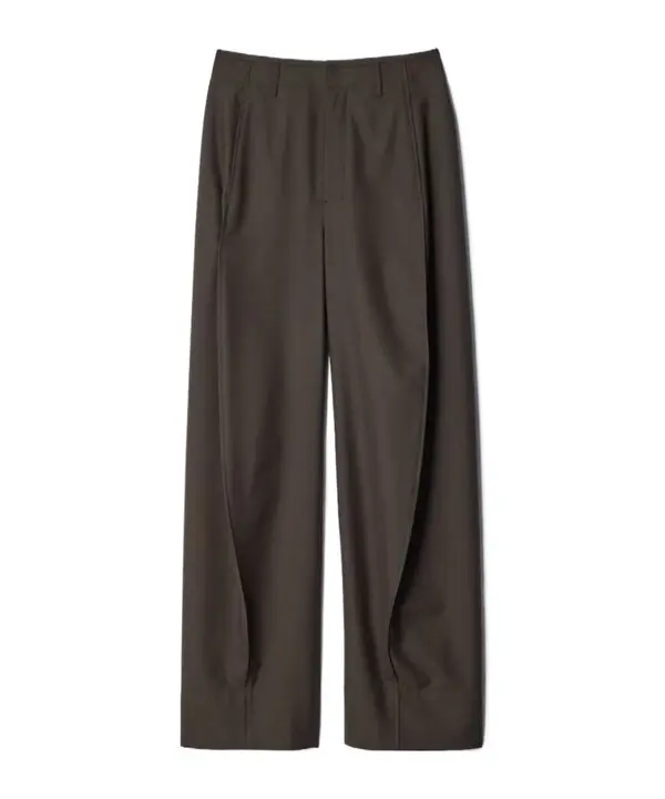 LEMAIRE Baggy Pants In Tropical Wool Blend - Moss