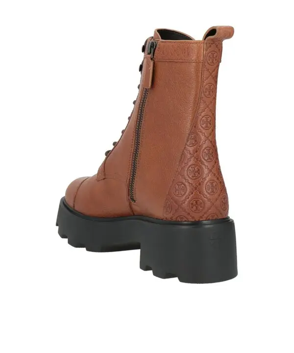 Tory Burch Laceup Roundtoe Chunkysole Boots