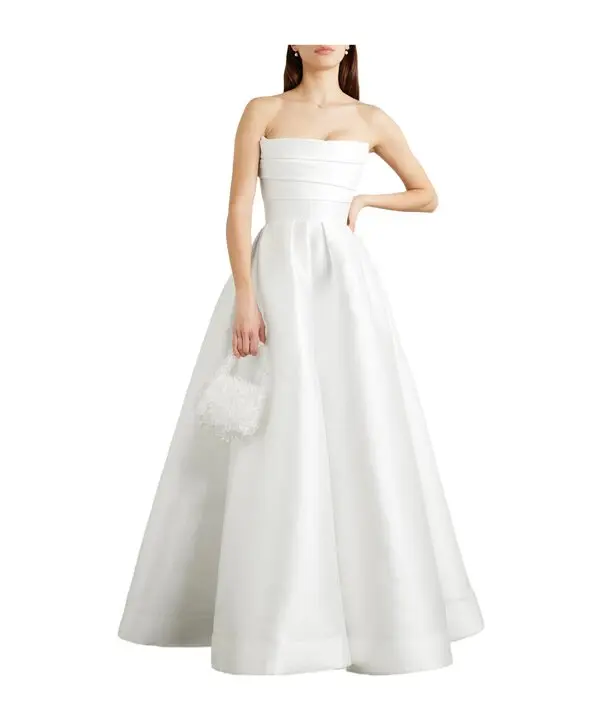 Alex Perry Strapless Draped Satin-faille Gown