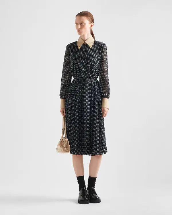 Prada Polka-dot Georgette Dress