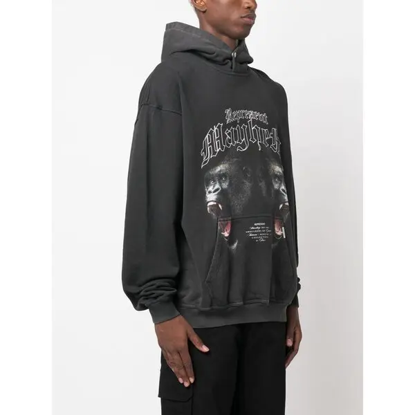 REPRESENT Blackletter-print Cotton Hoodie - Black