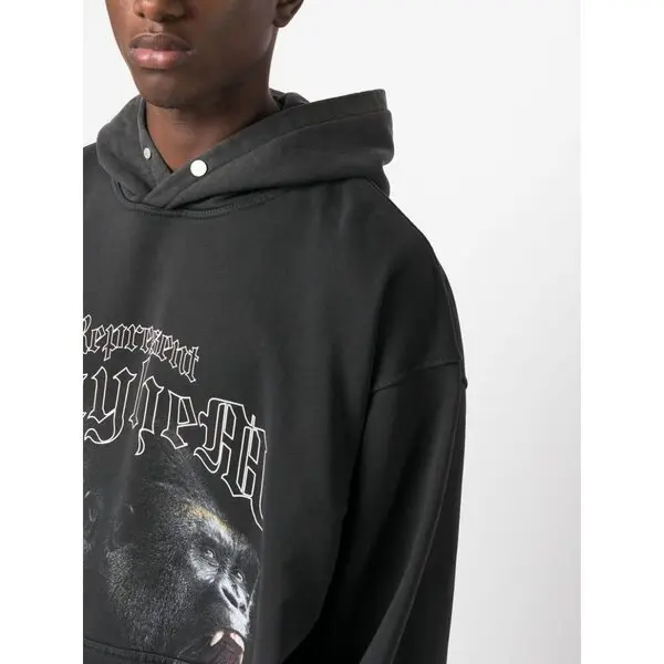 REPRESENT Blackletter-print Cotton Hoodie - Black