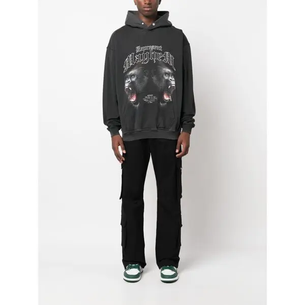REPRESENT Blackletter-print Cotton Hoodie - Black