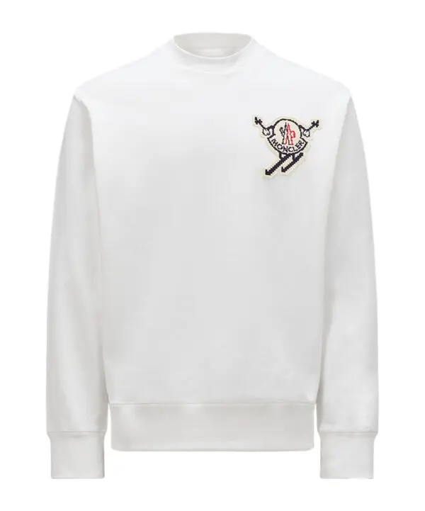 Moncler Logo Patch Crewneck Sweatshirt - White