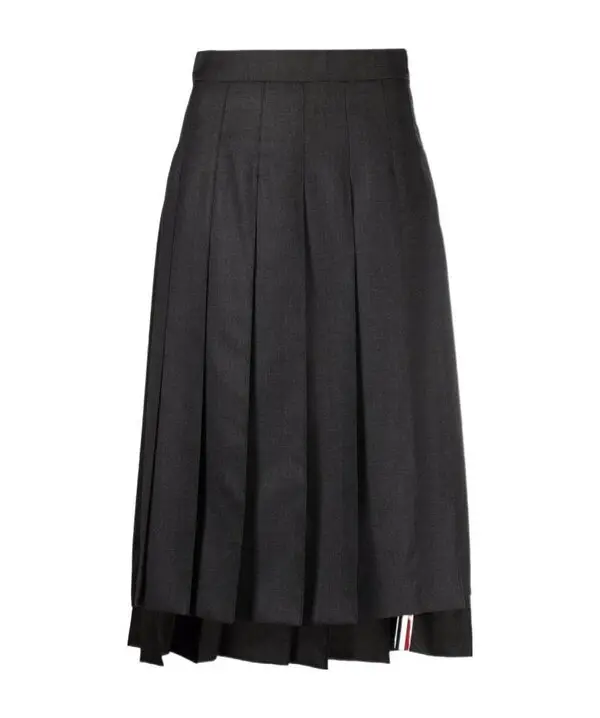 Thom Browne High-waist Pleated Midi Skirt - Dark Gray