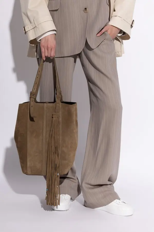 GOLDEN GOOSE Fringed Suede Tote Bag - Brown