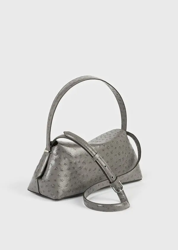TOTEME Ostrich-embossed Leather Shoulder Bag - Grey