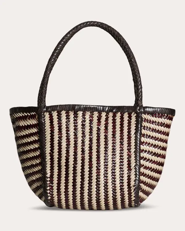 VIPERA Ruby Stripe Woven Leather Tote Bag - Red