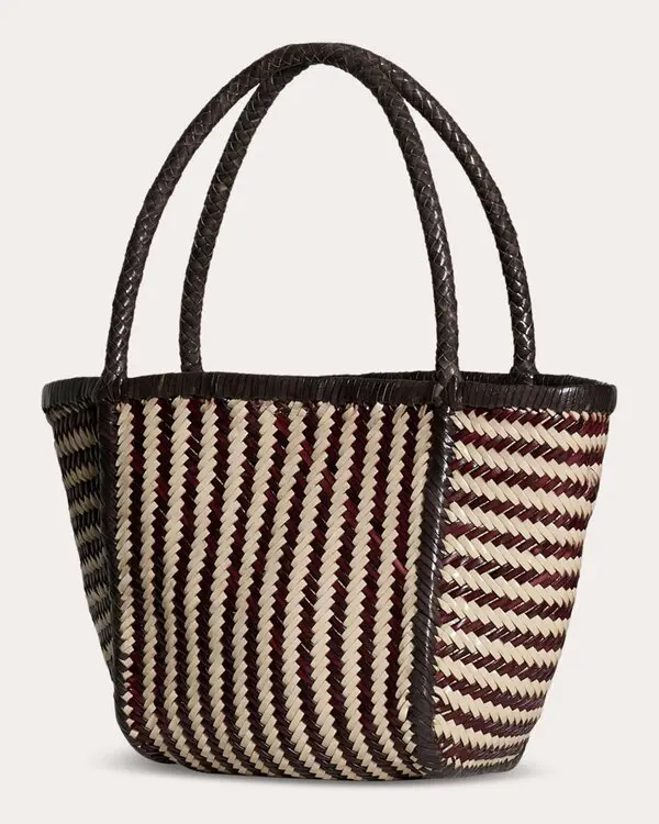 VIPERA Ruby Stripe Woven Leather Tote Bag - Red