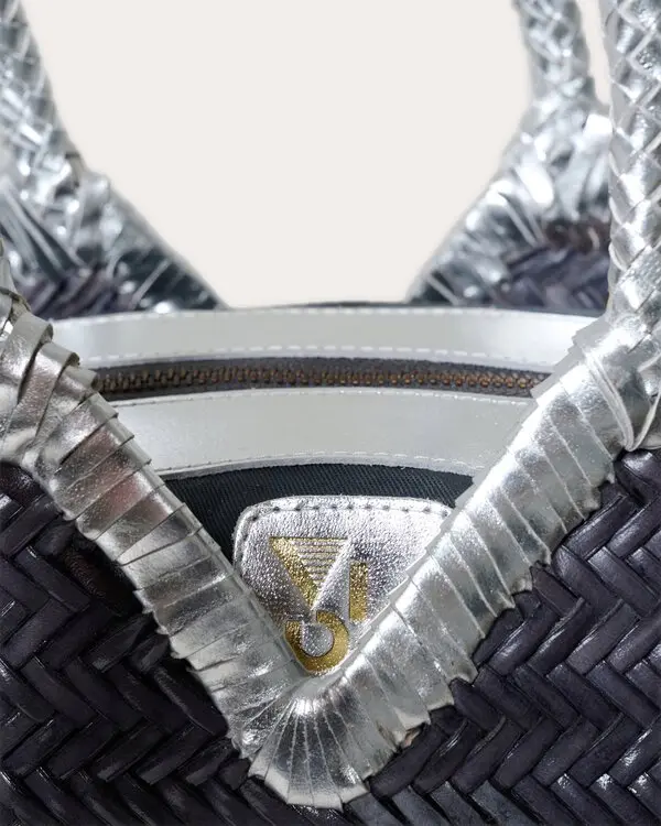 VIPERA Monet Frame Woven Leather Shoulder Bag