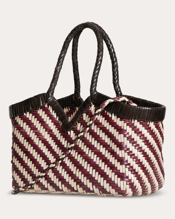 VIPERA Monet Stripe Woven Leather Shoulder Bag - Red