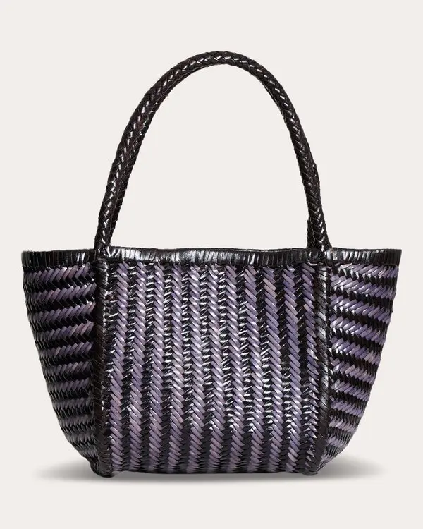 VIPERA Ruby Stripe Woven Leather Tote Bag - Purple